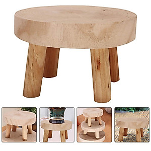 Totority 1pc Shelf Flower Stand Plant Pedestal Plant Riser Nightstand Decor Planter Wood Plant Stand Wood Plant Stool Corner Plant Stand Mini Plant Stand Candlestick Tree Shape Bench Wooden