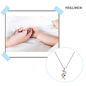 FEELMEM New Mom Gifts Baby Feet Footprint Necklace for New Mother Mommy to Be Pregnancy Announcement Gift(neck- Cooper footprint)