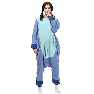 RULTA Animal Onesie for Women Men Adult Costume Cosplay One Piece Pajamas Halloween Xmas Gifts (US, Alpha, Small, Blue-St)