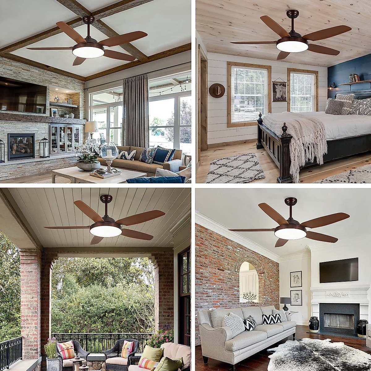 SNJ ceiling fans with lights and remote,Quiet Motor, Easy Install Ideal for Bedroom