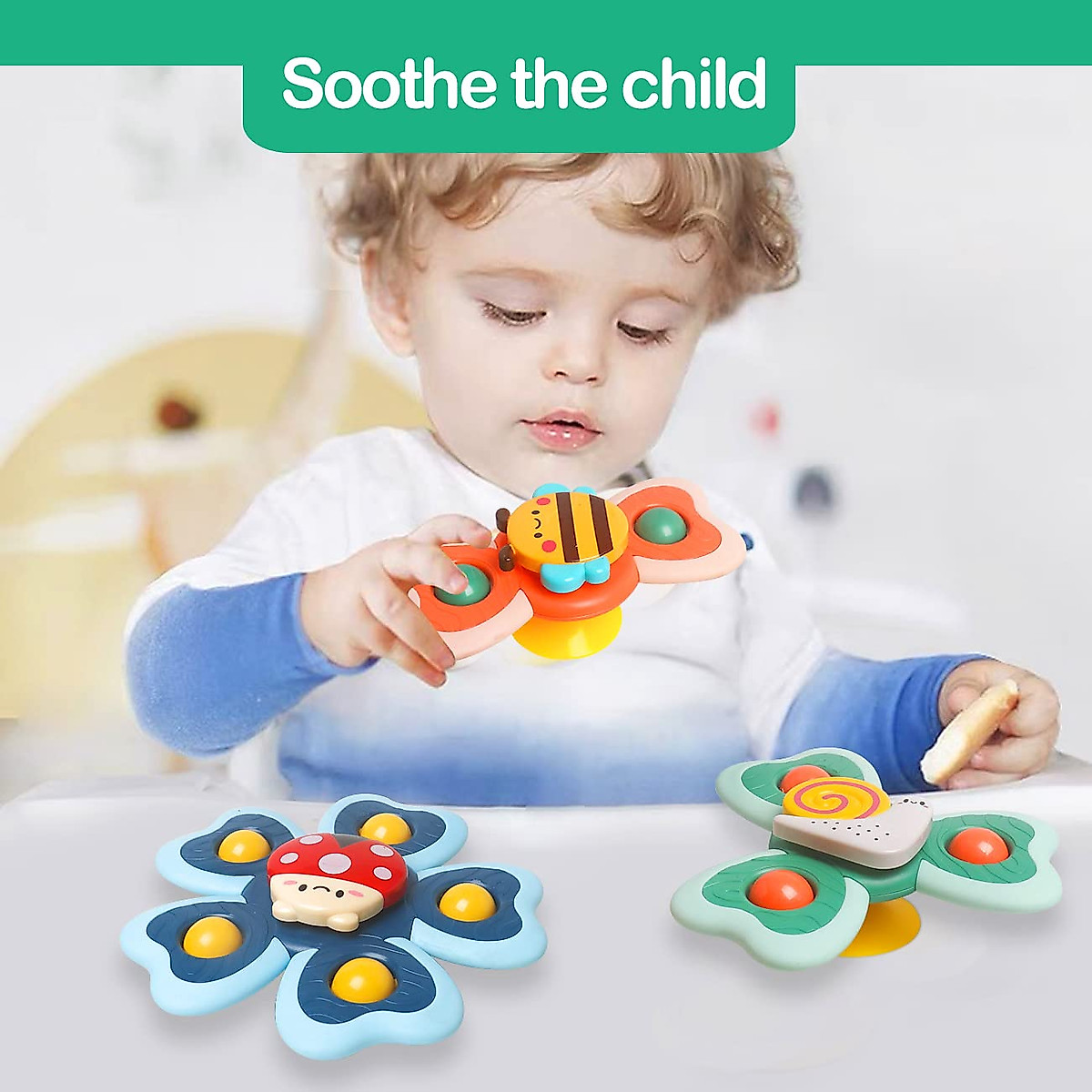 NAODONGLI Sensory Suction Cup Toys for 1 Year Old Boys Girls Baby Simple Dimple Fidget Spinner Toys 2-4,6-12,12-18 Months Toddlers Baby Bath Travel Toys for Easter Birthday