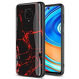 GORGCASE for Redmi Note 9S Case, Xiaomi Redmi Note 9 Pro/Note 9 Pro Max, Slim Fashion Graphic IMD Design Anti-Scratch Armor Cute Teen Man Girls Women Drop Protective Cover Marble RED Black