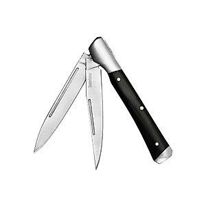 Kershaw Allegory Manual Folding Pocket Knife, Two Bladed Knife with Clip Point and Spear Point Blades, Slipjoint with Micarta Handle,Black