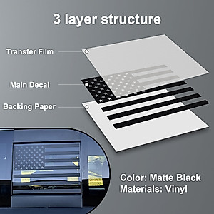 Zhizhong Rear Middle Window Decal Compatible with Toyota Tacoma 2016-2023, American Flag Back Center Sliding Window Glass Vinyl Sticker