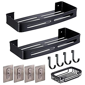 Shower Caddy Basket Shelf with Soap Holder, Adhesive Shower Shelves No Drilling, Large Capacity, Rustproof Stainless Steel Bathroom Shower Organizer, Shower Self for Inside Shower & Kitchen Storage