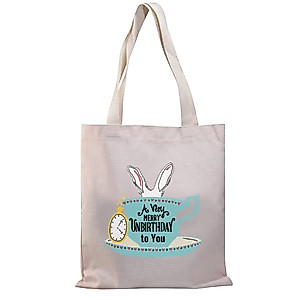 BDPWSS Alice Tote Bag A Very Merry Unbirthday To You Handbag For Bookworm Book Lover Gift (Unbirthday to you TG)