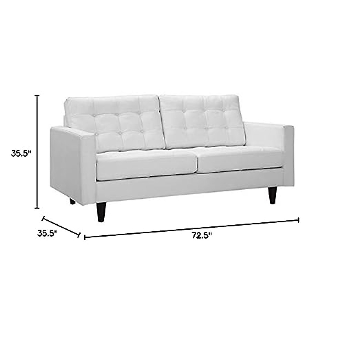 Modway Empress Mid-Century Modern Upholstered Leather Loveseat In White