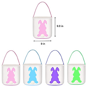Viyorshop Easter Bunny Basket Bags Easter Rabbit Basket for Children Canvas Cotton Carrying Gift and Eggs Hunt Bag for Easter Eggs, Toys, Candy
