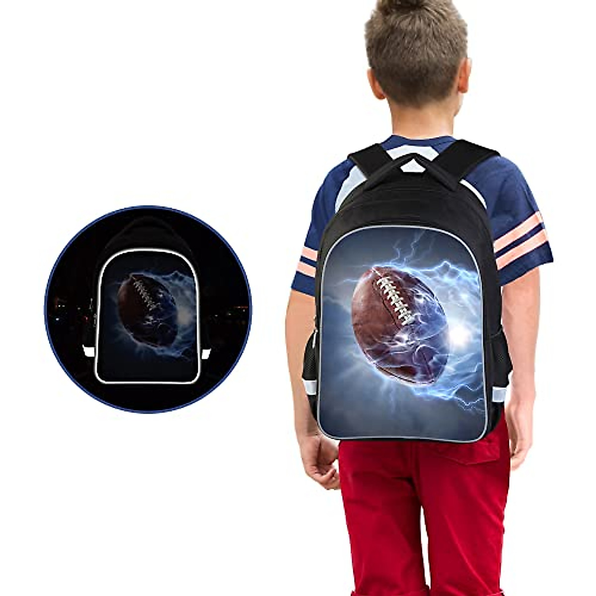 P ELEGANT PROTECTION Basketball 3D Print Luminous School Backpack, Personalized Lightweight Schoolbag for Kids