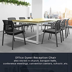 CLATINA Home Office Desk Chair No Wheels,Ergonomic Mesh Mid Back Stacking Arm Chair for Remote Learning,Small Office,Guest Chair,College Apartment (Grey, 4 Pack)