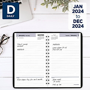 AT-A-GLANCE 2024 Daily Planner, DayMinder, Open Scheduling, 5" x 8", Small, Black (SK460024)