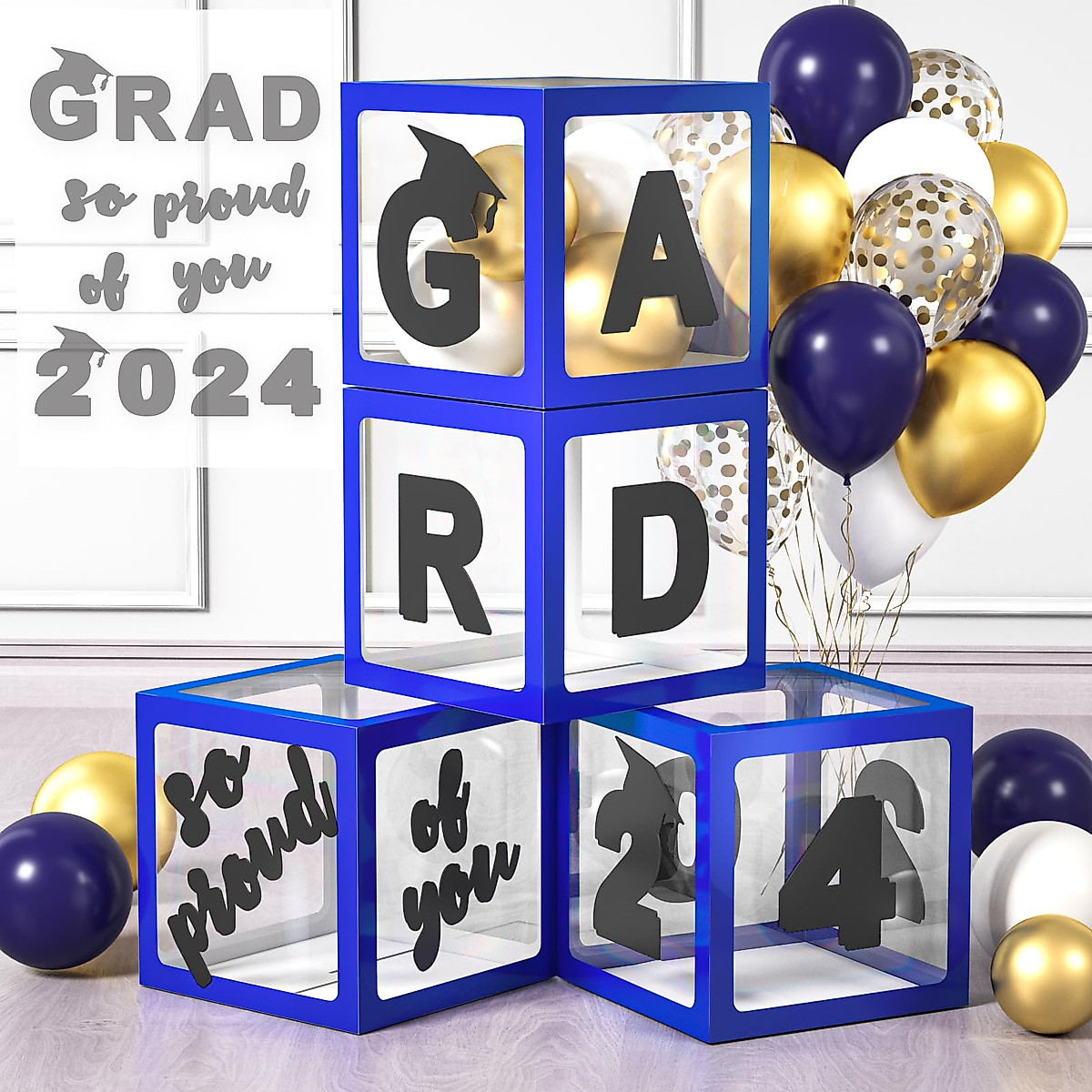 Pink 2024 Graduation Balloon Boxes - Class of 2024 Decor