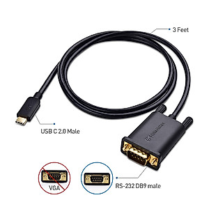Cable Matters USB C to Serial Adapter Cable - 3ft, USB-C to Serial, USBC to DB9, USB C to RS232 Cable, Compatible with Thunderbolt 5/4, Supports Windows 11/10/8/7/Vista/XP, macOS 11.0 or Later