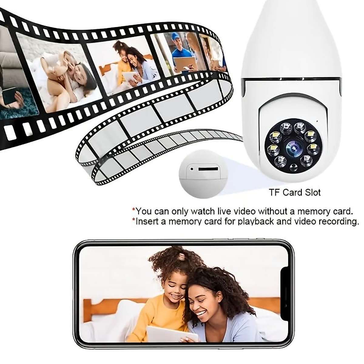 SECUEYE E26 Bulb Camera 5MP WiFi 2.4GHz 5GHz Pan/Tilt 10X Zoom Automatic Tracking Color Night Motion Detection 2-Way Audio SD Card Recording