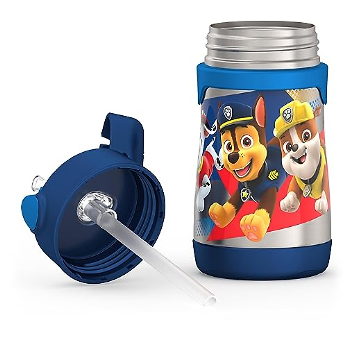 THERMOS Vacuum Insulated Stainless Steel 10oz Straw Bottle, PAW PATROL BOY
