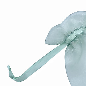 QIANF 20 Pcs 8x12 Light Green Sheer Organza Gift Bags with Drawstring, Large Mesh Pouch Goodie Bags Candy Jewelry Wedding Party Favor Bags Gift Wrapping Supplies