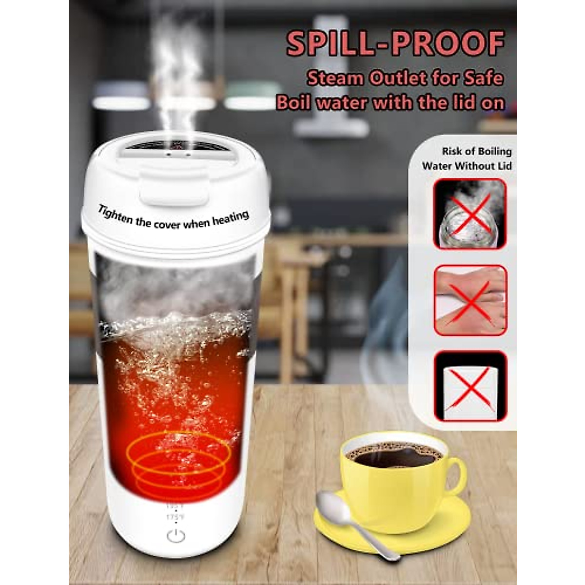 Portable Travel Electric Kettle, Mini Electric Tea Kettle for Boiling Water at Home Office Hotel and Travel, Small Electric Kettle Unique Gifts for Man Woman