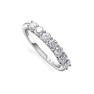 Ladylike Moissanite Wedding Band 18K White Gold Plated 925 Sterling Silver Wedding Rings 0.7ct D Color VVS1 Lab Created Diamond Half Eternity Wedding Band Stackable Ring for Women (8)