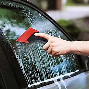 RimPro-Tec Squeegee for Window Cleaning - Car Squeegee for Drying - Mirror Cleaner Water Scraper Tool - Heavy Duty Silicone Red and Black Rubber Cleaning Squeegee - Window and Surface Cleaner Scraper