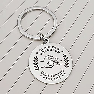 Grandpa Grandson Birthday Gifts, Grandson Grandfather Keychain, Grandad Father's Day Gifts from Grandchildren Grandson Birthday Gifts from Grandpa Keyring