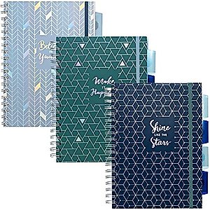 Pukka Pad, 5 Subject Spiral Notebook 3-Pack with Repositionable Dividers - 200 Pages of 80GSM Paper with Perforated Edges, Great for Office, Planning, Staying Organized, Glee, B5-7 X 10in