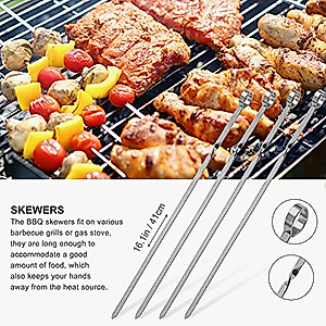 Grilljoy 10PC Extra Thick Stainless Steel Grill Tools Set, Heavy Duty Barbecue Spatula, Fork, Tongs, Skewers with Portable Bag, Deluxe Grill Utensils Set for Men Women Birthday Gift