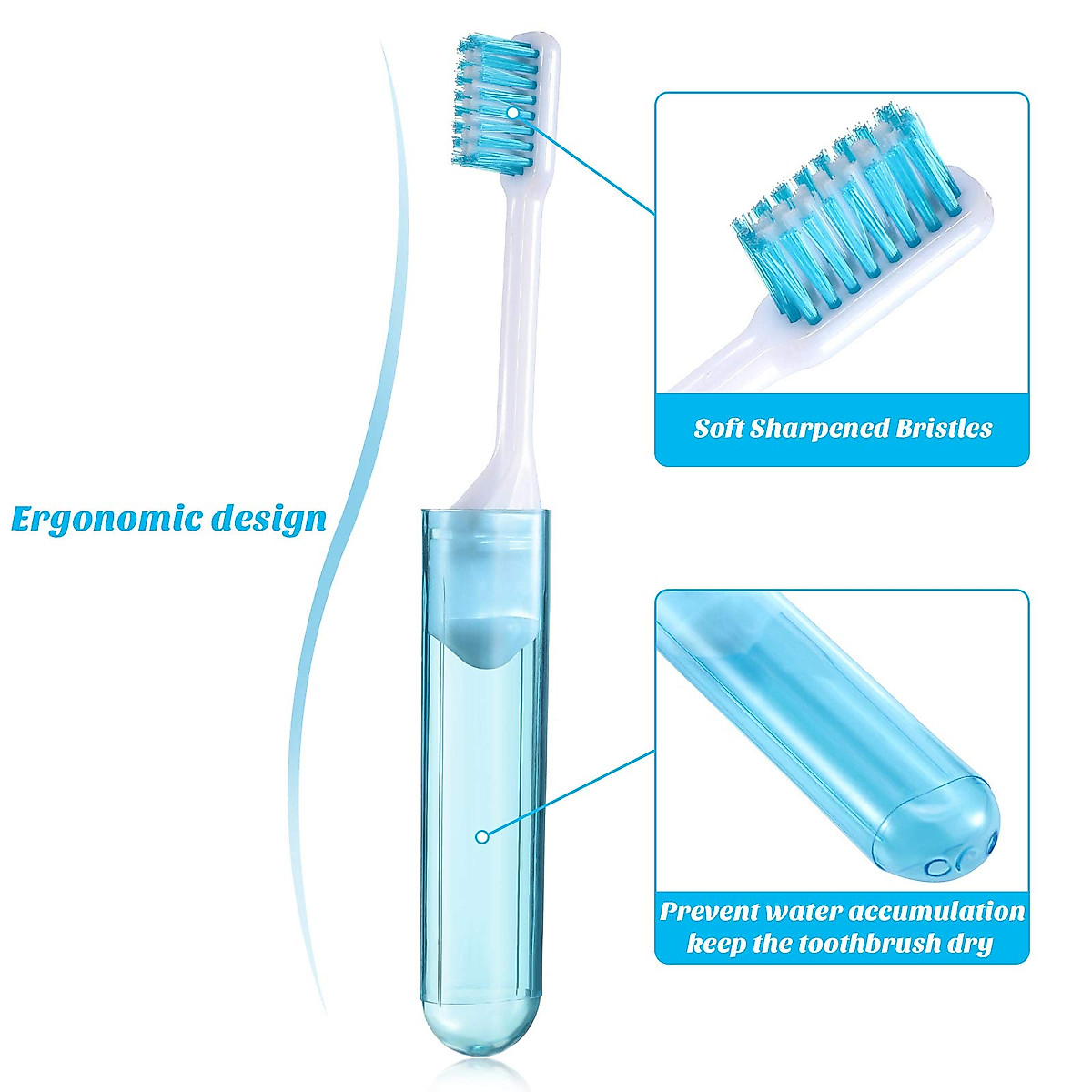 12 Pieces Travel Toothbrush Fold Travel Toothbrush Camping Toothbrush Folding Toothbrush with a Toothbrush Box Soft Bristle Portable Toothbrush for Travel, Hiking, School, Business Trip