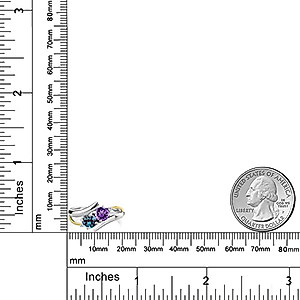 Gem Stone King 1.08 Ct Purple Amethyst Purplish Created Alexandrite 925 Silver and 10K Yellow Gold Ring (Size 9)