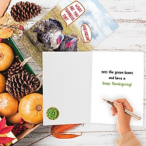 Asmallgf Funny Thanksgiving Card with Envelope, Happy Thanksgiving Gifts for Him Her Bestie, Thankful for Vegetarians