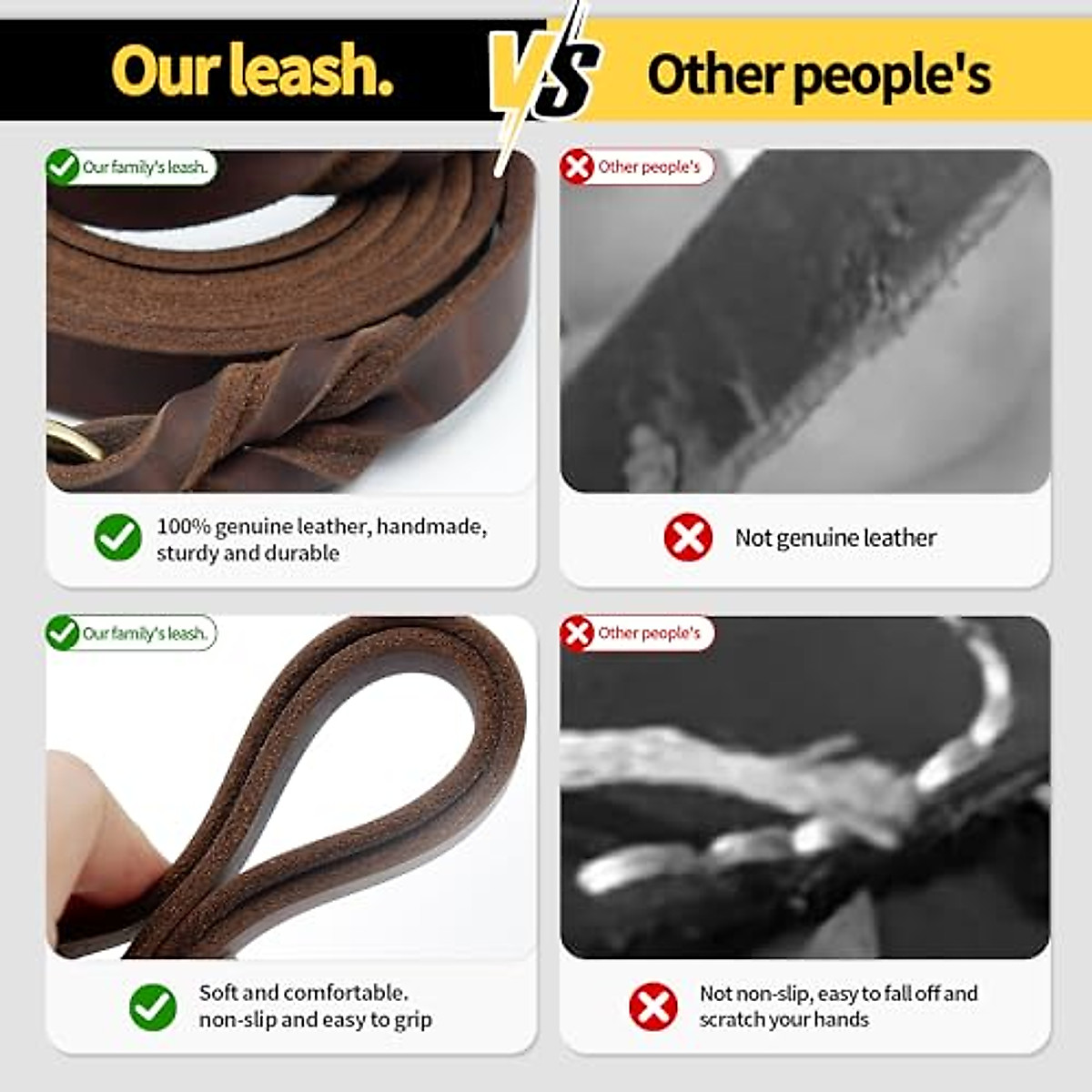 SFTORMAS Leather Dog Leash 6ftx3/4inch,Braided Leather Leash for Dogs,Soft Leather Training Dog Leash,Strong Leather Leash for Small Medium Large Breed Dogs,Brown