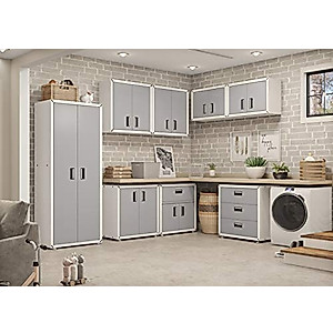itbe for Home Ready-to-Assemble One Drawer Steel Cabinet with 2 Doors (White and Grey)