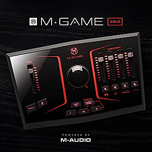 M-Game Solo USB Audio Interface Mixer for Streaming and Gaming with XLR Microphone in, Optical in, Voice FX, Sampler, Lights and Software
