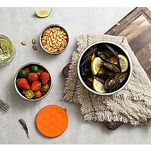 Stainless Steel Containers w/Lids, Set of 5 (3oz, 6oz, 12oz, 20oz, 30oz), Leak-proof Food Storage, Nesting Snack Organizer, Reusable Airtight Lunch Bento Box