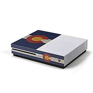 Skinit Decal Gaming Skin for Xbox One S Console - Originally Designed Colorado Flag Dark Wood Design