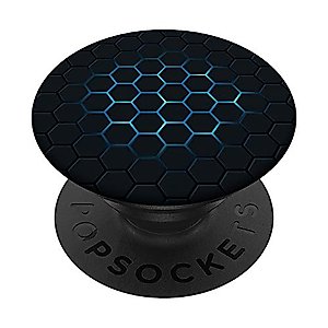 Black and blue design hexagon cool honeycomb for boys men PopSockets Swappable PopGrip