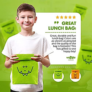 Rarr! Goods - T-Rex Bite Waxed Canvas Lunch Bag, Cute Reusable Lunch Bag for Kids, Long-Lasting Waterproof Lunch Bag, Large-Sized Waxed Lunch Bag, 9 x 14 x 6.3 inches, Green - Kids 3 and up