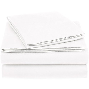 Amazon Basics Essential Cotton Blend Bed Sheet Set,3 pcs, Twin, White