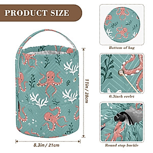 Joko Ivery Cartoon Octopus Crochet Bag Organizer for Crocheting Knitting Bag Yarn Storage Organizer with Front Compartments Knitting Tote Basket for Knitting Gifts Needles Crochet Hooks Accessories