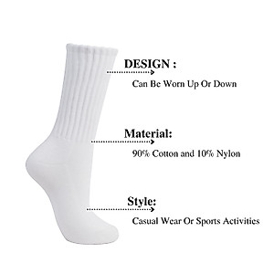 Intgoodluckycc White Slouch Scrunch Socks for Women, Slouch High Tube Socks Women (1 Pair - White)