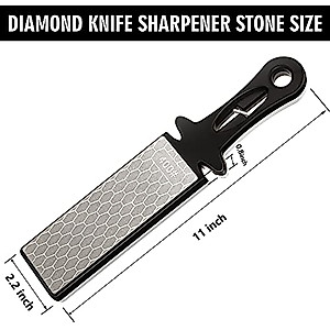 BNELL 5-In-1 Diamond Knife Sharpening Stone, Rod Double-Sided Sharpening Stone Honeycomb Surface Outdoor Kitchen Grinding Tool with Angle Guide(400/1000Girt)