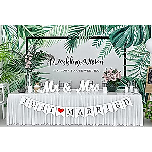 VIOPVERY Wedding Decorations Set,Large Mr and Mrs Sign & Just Married Banner,Mr & Mrs Signs for Wedding Table,Wooden Letters Sweetheart Table,Photo Props Wedding Decorations for Anniversary,White