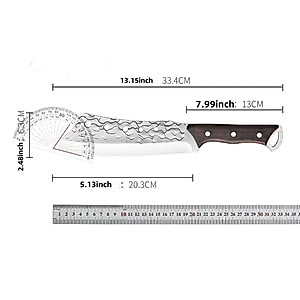 Lienzhe Japan Knives,kitchen knife Meat Cleaver Knife for Meat Cutting,camping knife, japanese chef knife, full tang knife with sheath for Outdoor Cooking, Kitchen Deboning or Camping BBQ