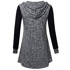 Vivilli Women's Thin Tunic Hoodies Long Sleeve Zip Up Sweatshirts Pullover Blouse Tops (Multi Black, XXX-Large)