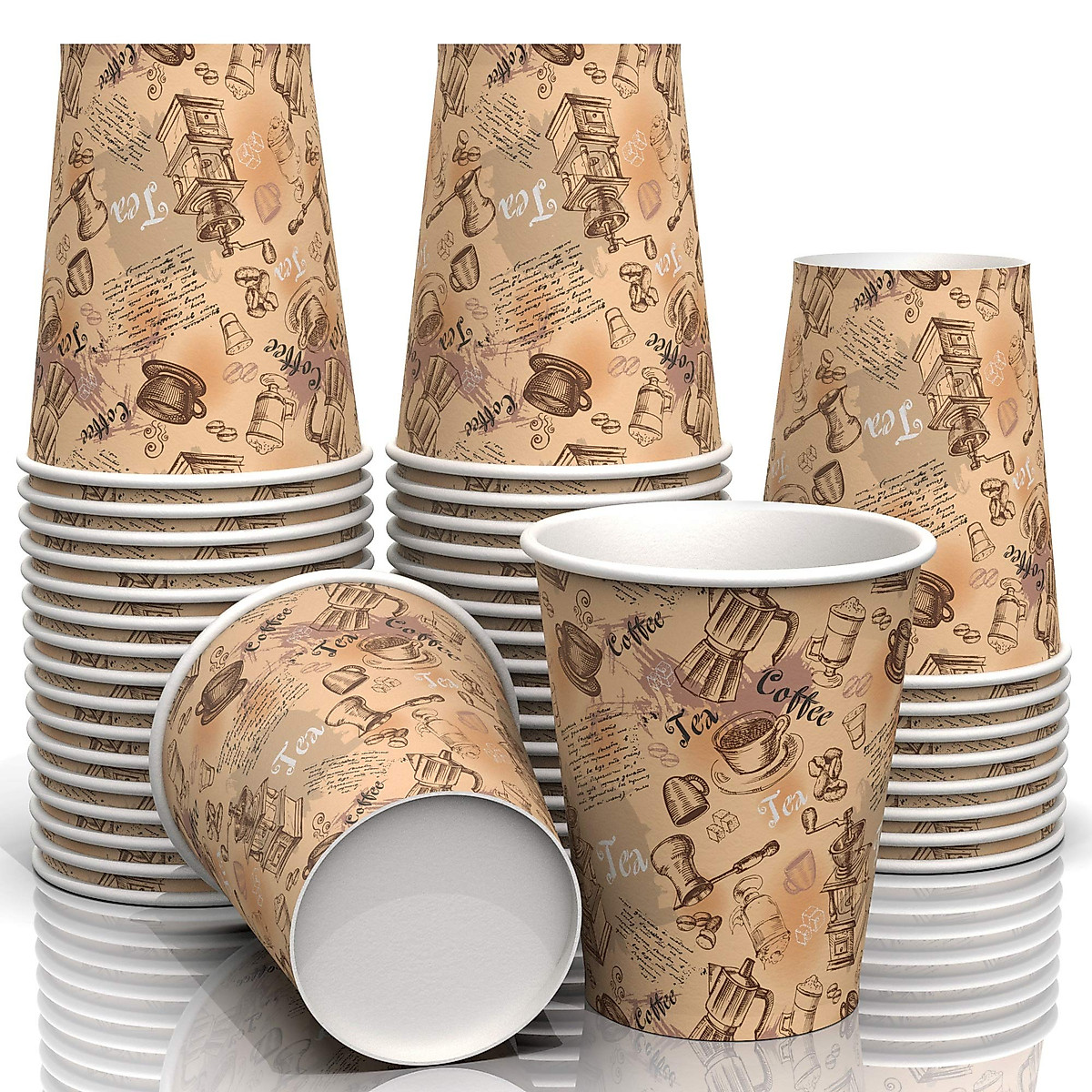 SheriffDrink Disposable Coffee Cups 8 oz Brown Paper Cups Printed Paper Cups Hot Beverage Paper Cup 8oz Colored Paper Cups Tea Cup Eco Friendly Paper Cups Pack of 50