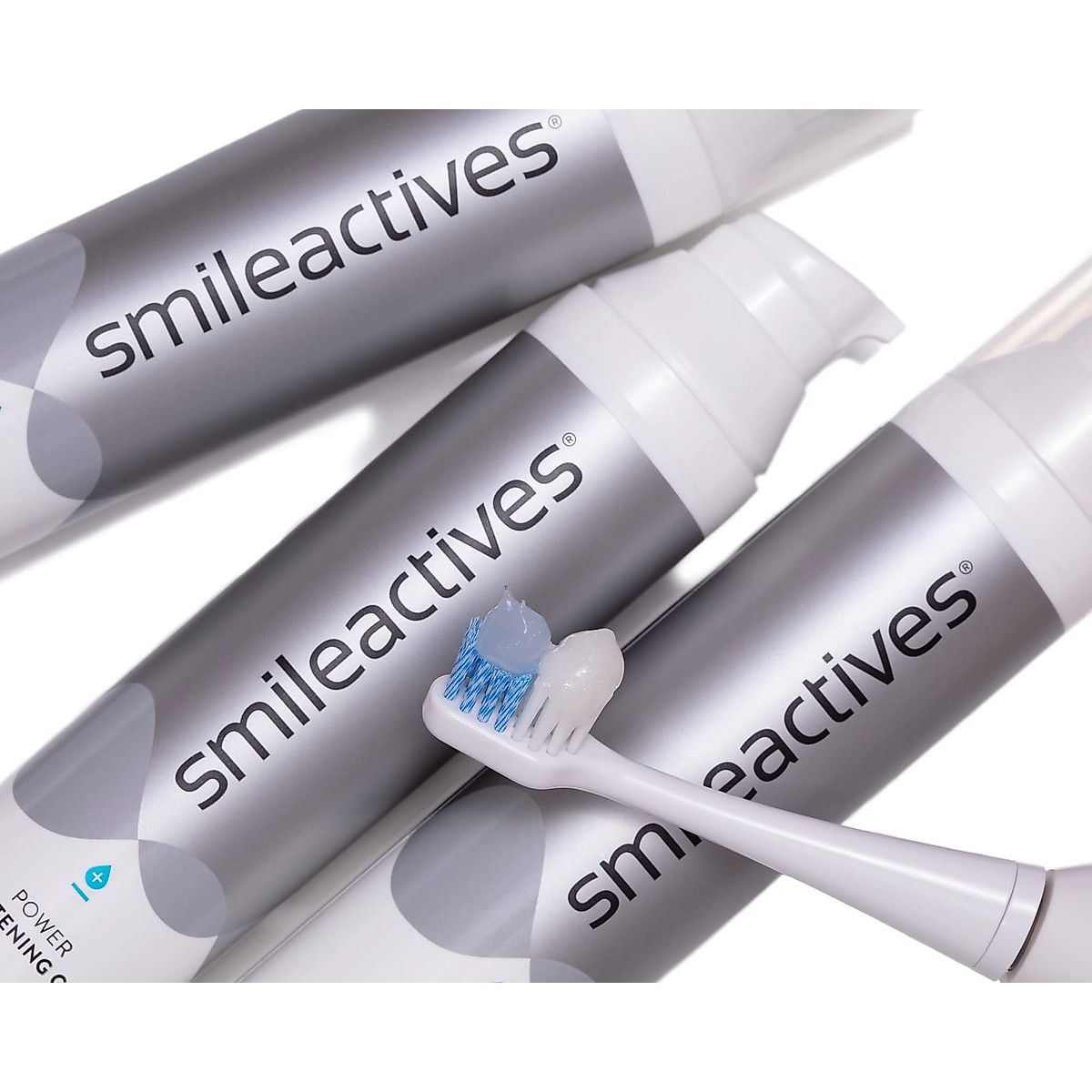 Smileactives Vibrite Sonic Electric Toothbrush Heads, 3 White/Blue Replacement Brush Heads with Firm Tip Bristles for Teeth Whitening and Cleaning, Helps Remove Plaque (Not Compatible w/Wave Version)