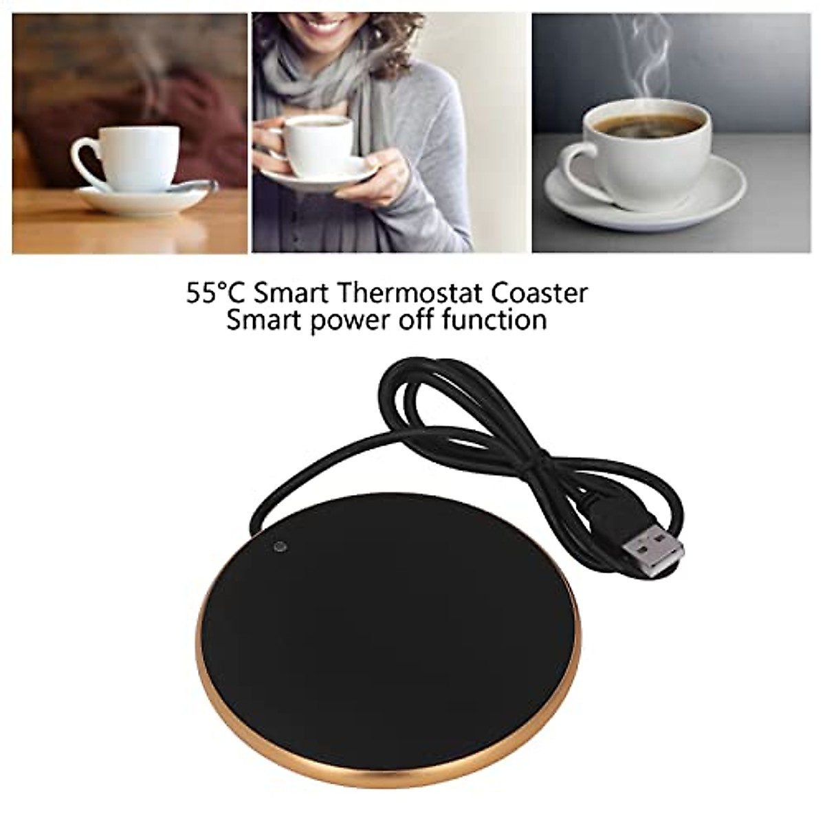 Coffee Mug Warmer, 55°C Constant Coffee Cup Warmer Heating Mat Electric Beverage Warmer for Tea Water Milk(Gold)