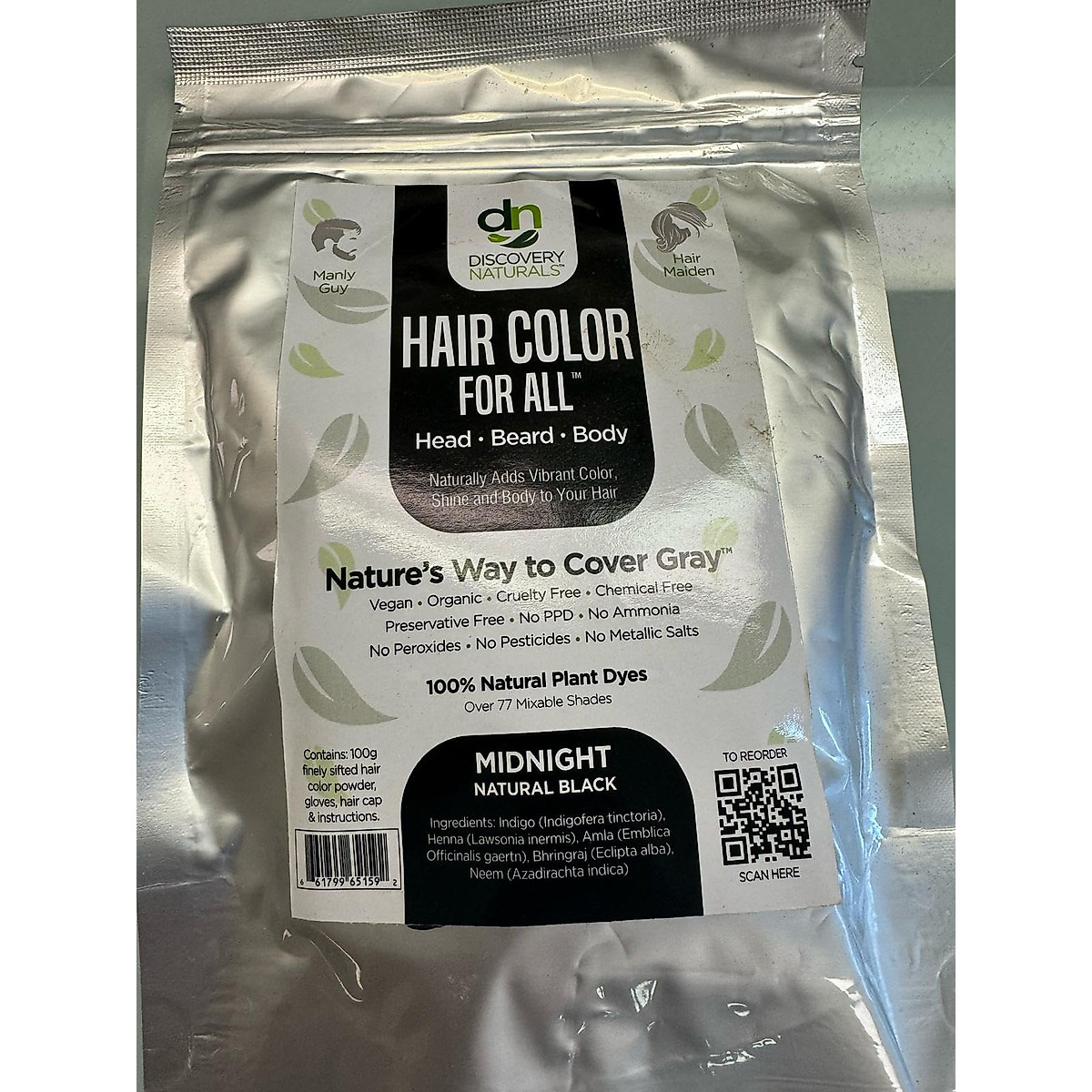 Black Henna Hair Color For All Kit | 100% All Natural Indigo Powder Hair Dye & Beard Dye (Midnight Natural Black) Organic, Herbal & Vegan Chemical & Cruelty Free Permanent Gray Coverage & Tinting