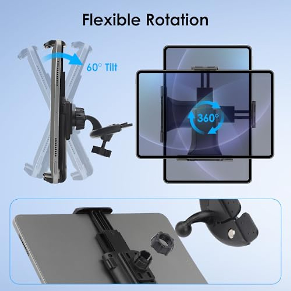 Car Phone Holder for CD Slot 4-11 In, Universal 360° Rotating CD Slot Tablet Mount Car Stand Compatible with Galaxy Tab S9 10 20 Series Pro, iPhone 12 12 mini 12 Pro Max 11 Series XR X 8, iPad