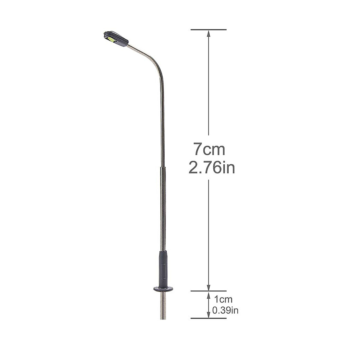 LQS07 10pcs Model Railway Train Lamp Post 7cm or 2.76inch Street Bright White Lights HO TT Scale LEDs New