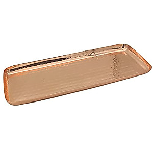 Hammered Copper Serving Tray, Kitchen Brass Tray - Rectangle Charger Plate, Home Accessory Food Tray for Entertaining & Housewarming Copper Tray Gifts